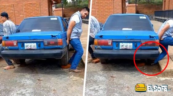 Hombres mueven auto descompuesto viral | El Sofa
